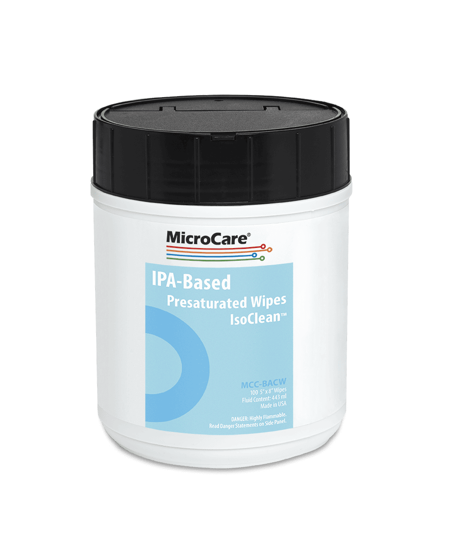 MicroCare IPA-Based- IsoClean Presaturated Wipes, 100 5 x 8 in. Wipes ...